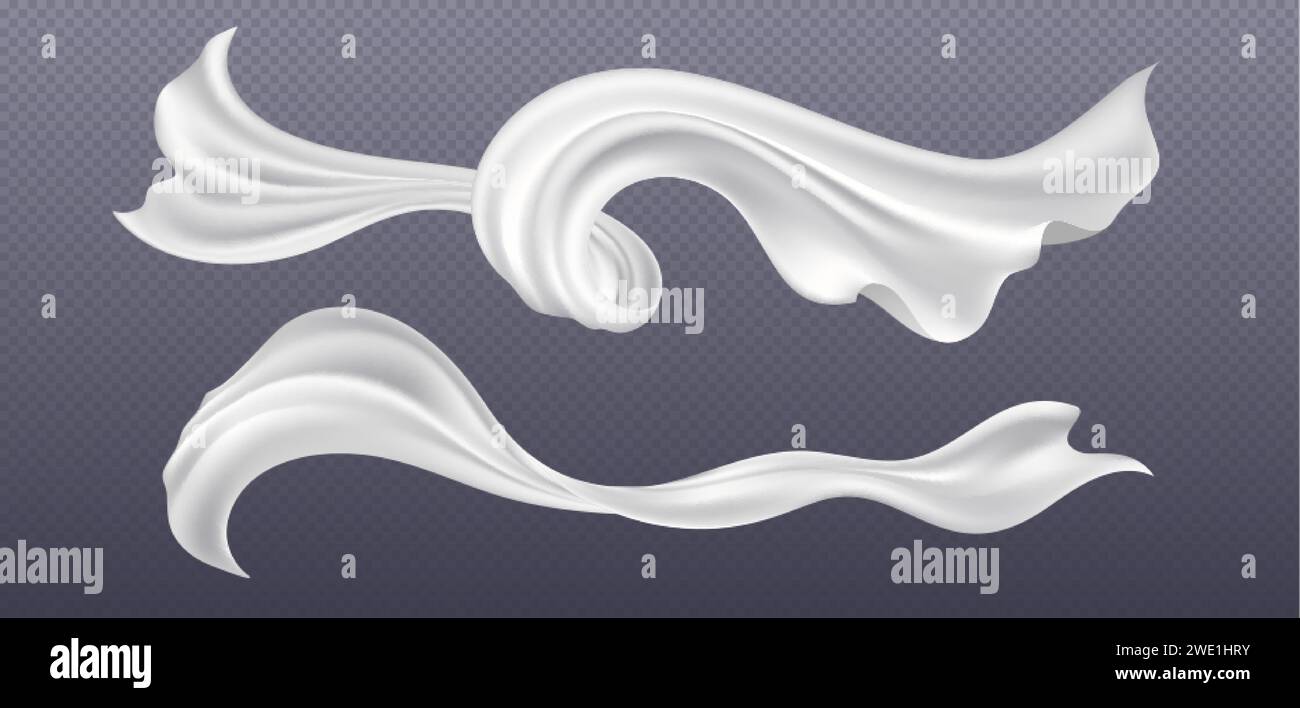 White silk ribbons set isolated on transparent background. Vector ...