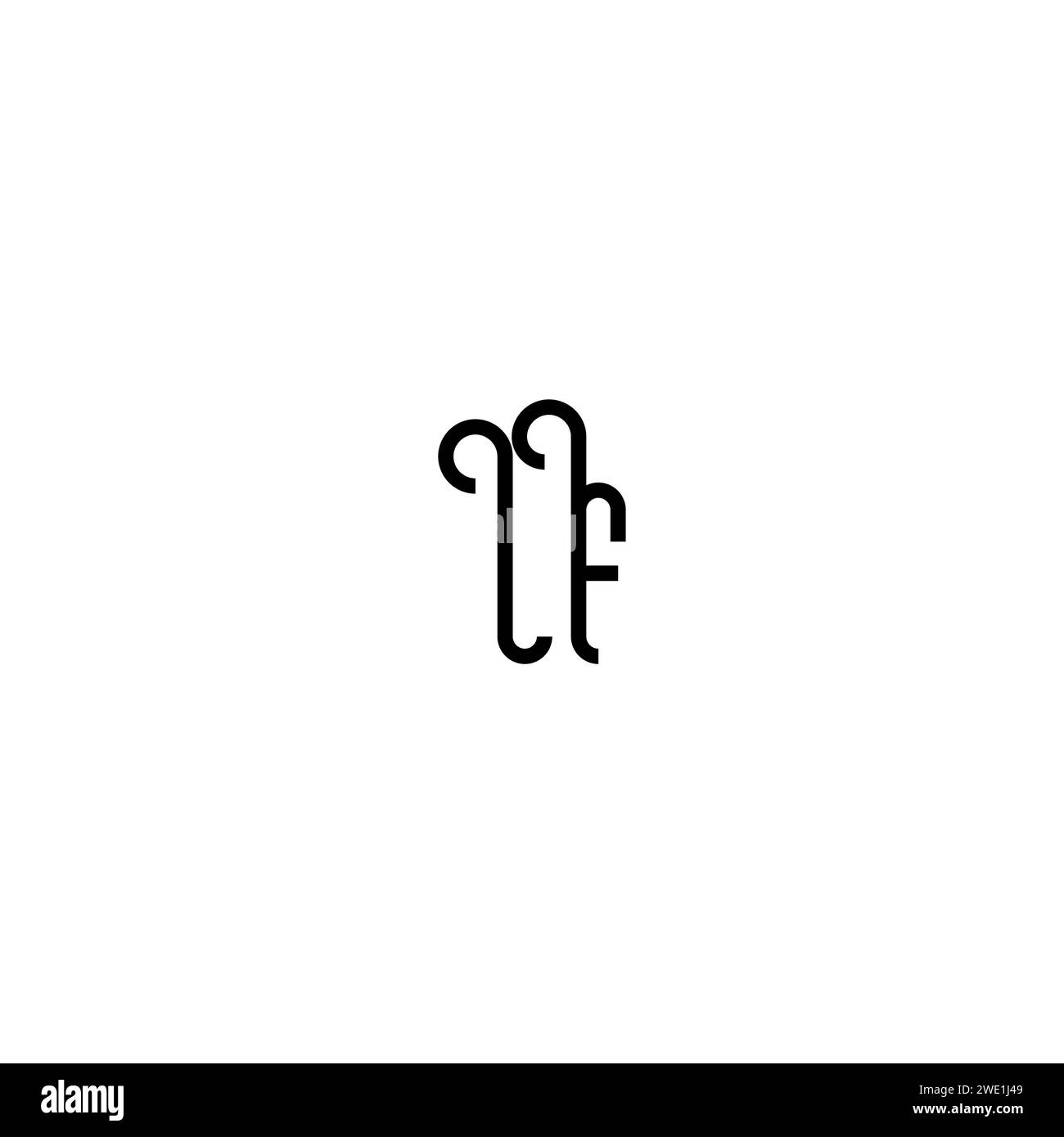 LF simple curved concept initial logo design black and white background ...