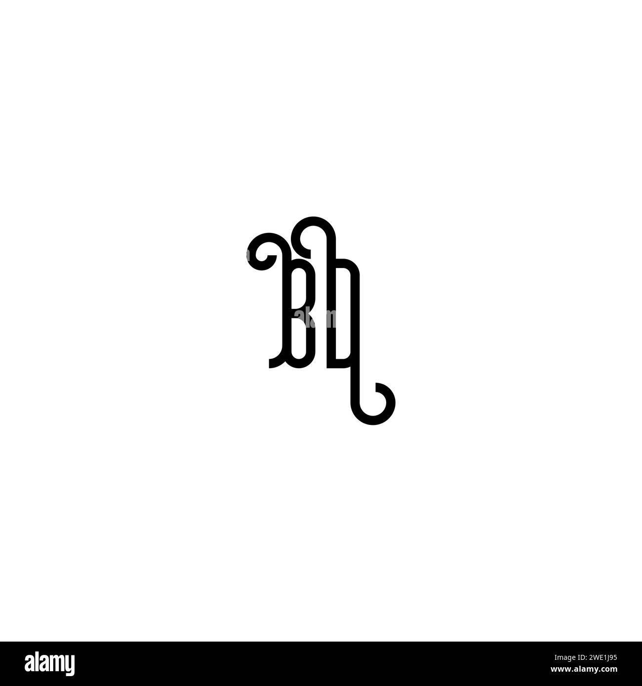 BD simple curved concept initial logo design black and white background ...