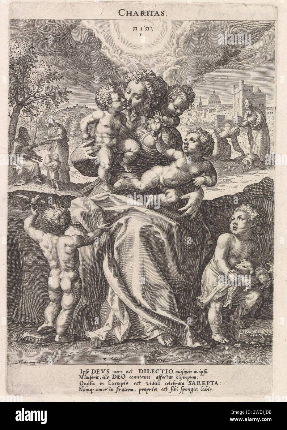 Love, Raphaël Sadeler (I), After Maerten de Vos, 1590 print The female ...