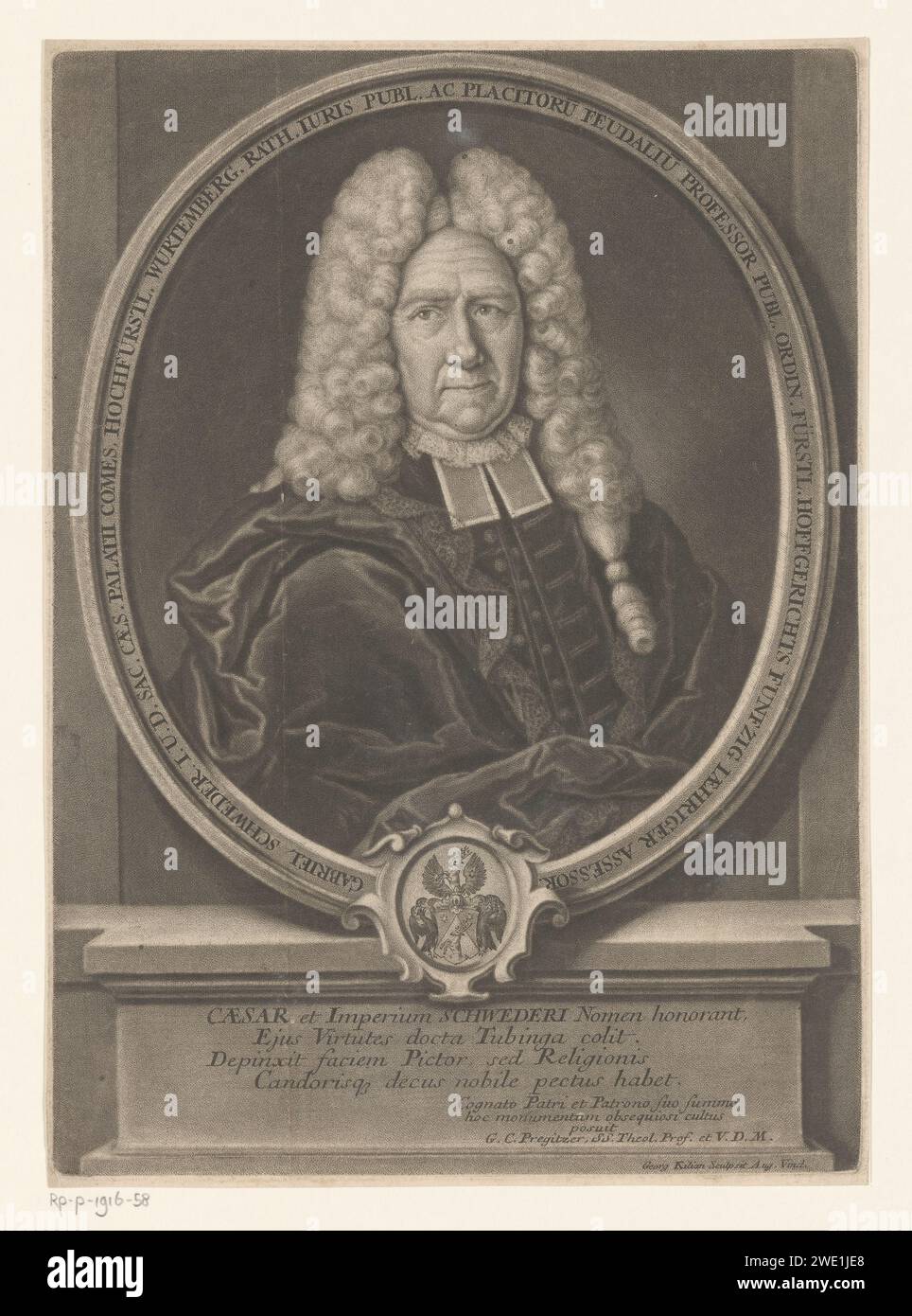 Portrait van Gabriel Schweder, Georg Kilian, 1693 - 1735 print With ...