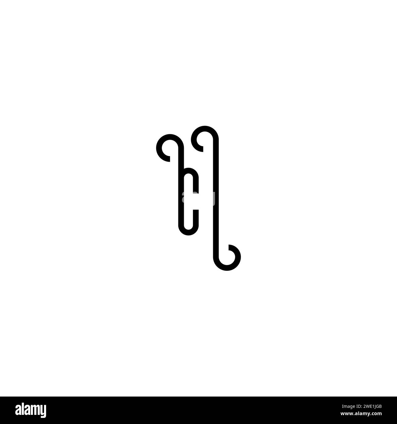 CI simple curved concept initial logo design black and white background ...