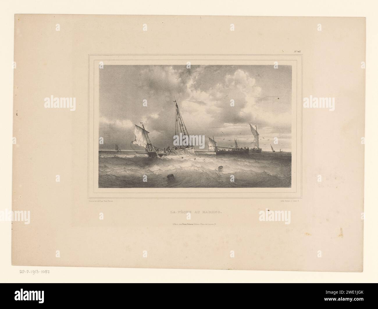 Fishing boats fishing on Haring, Ferdinand Victor Perrot, 1839 - 1851 ...