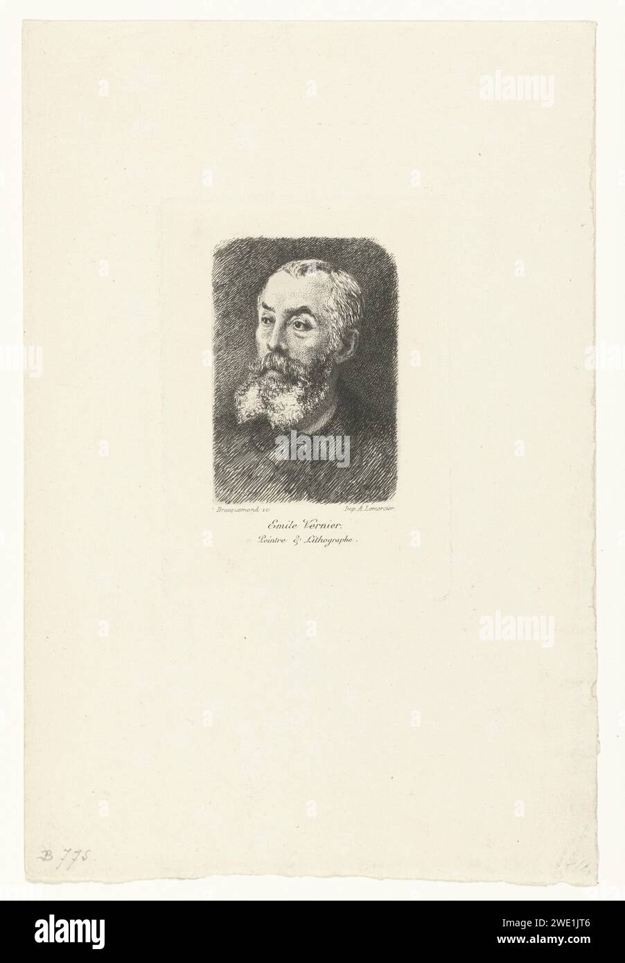 Portrait of artist and lithographer Emile Vernier, Félix Bracquemond ...
