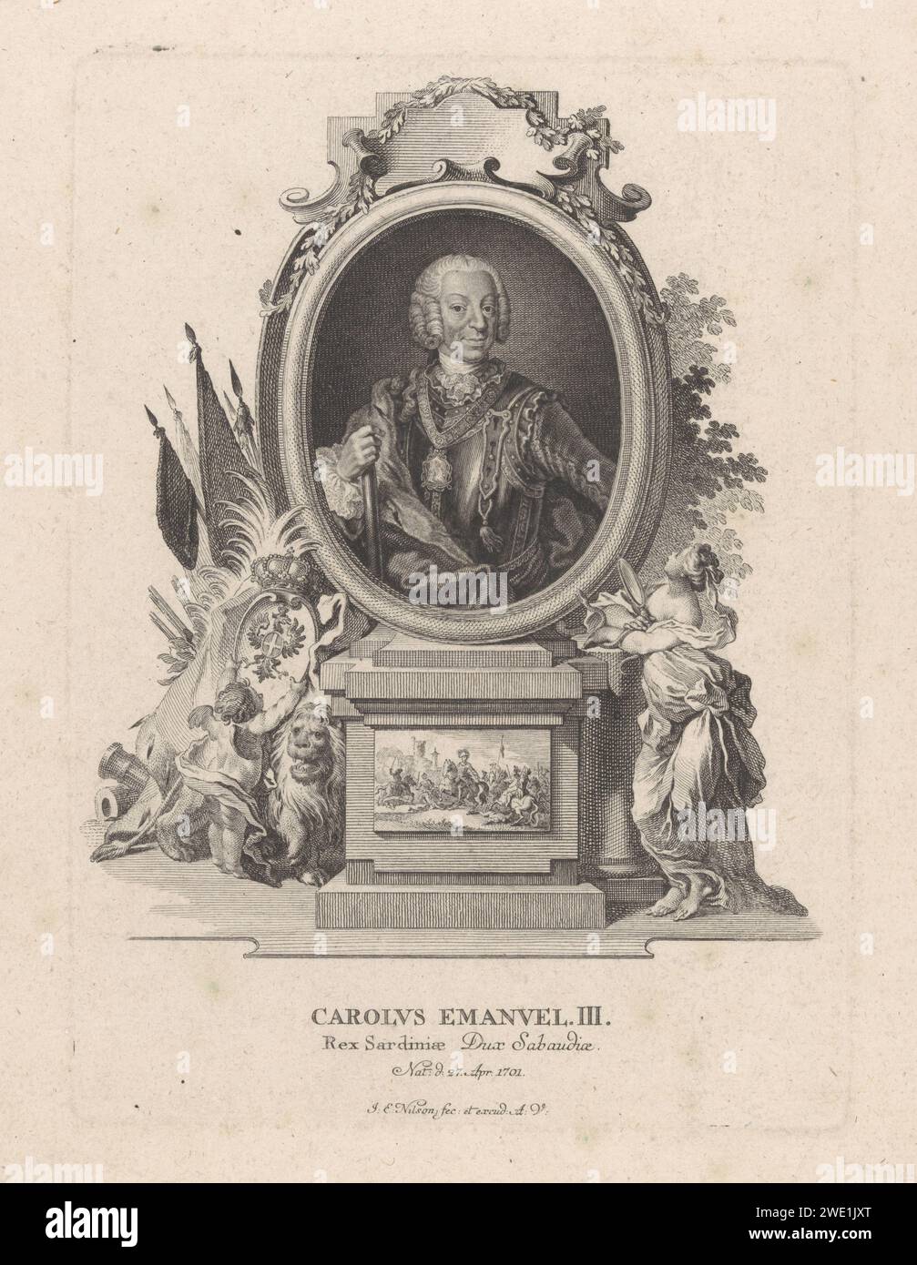 Portret Van Karel Emanuel III, Johann Esaias Nilson, 1731 - 1788 print ...