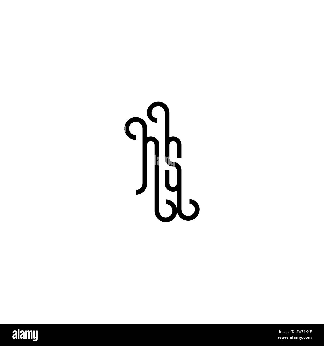 NS simple curved concept initial logo design black and white background ...