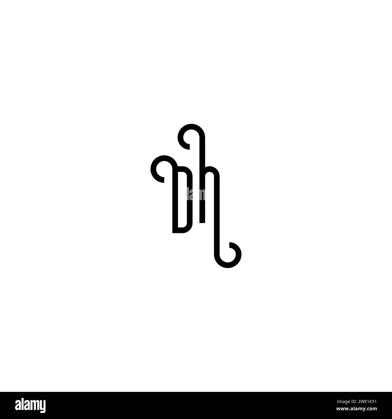 DN simple curved concept initial logo design black and white background ...