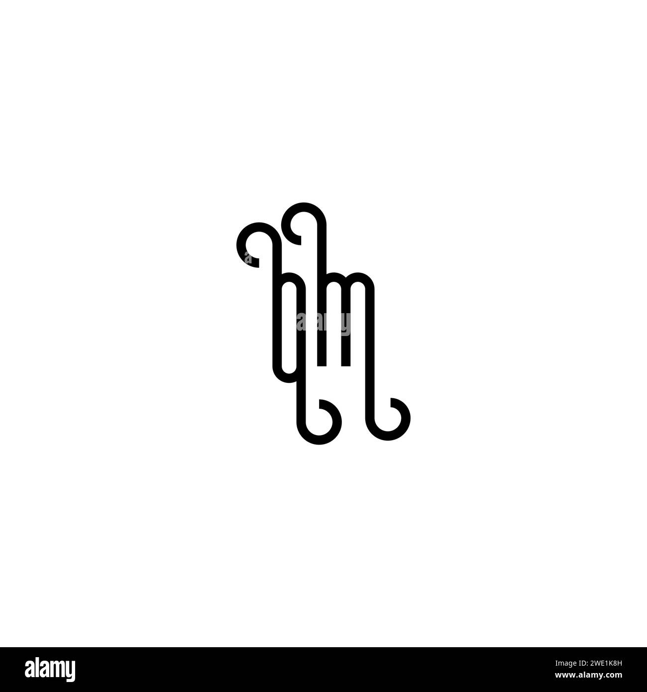 OM simple curved concept initial logo design black and white background ...