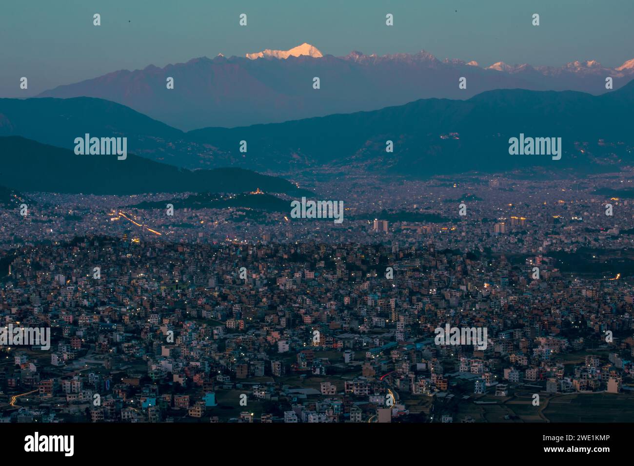 Mountain ranges from Kathmandu valley in the winter season Stock Photo ...