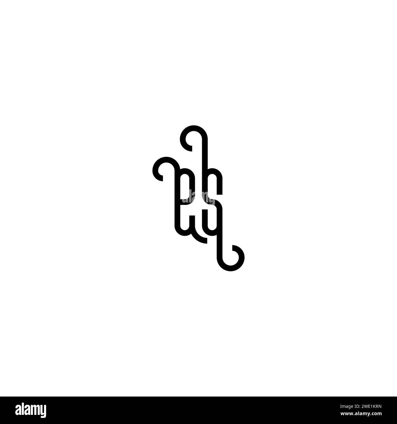 ES simple curved concept initial logo design black and white background ...