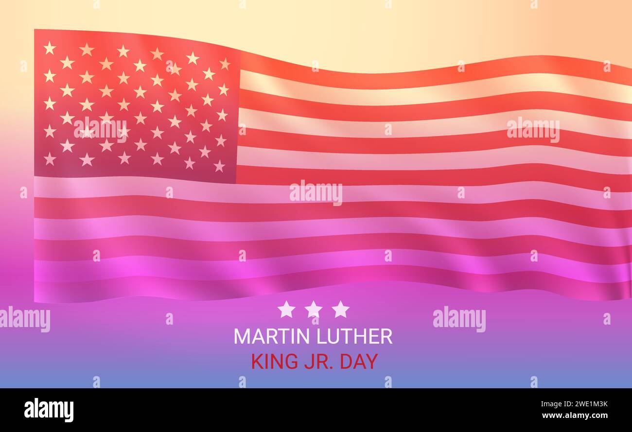 Martin Luther King Jr. Day black man and USA flag MLK banner horizontal ...