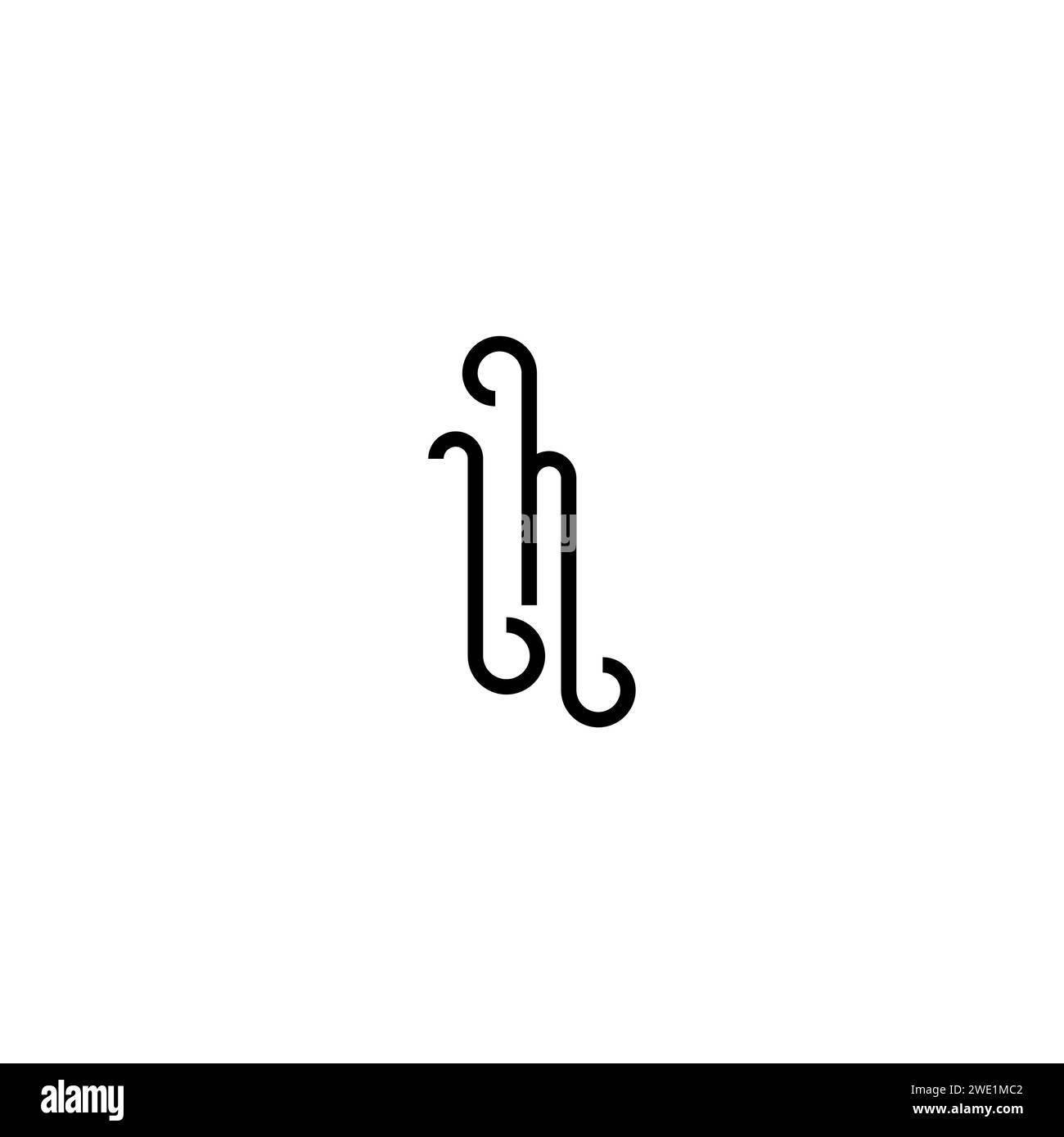 IN simple curved concept initial logo design black and white background ...