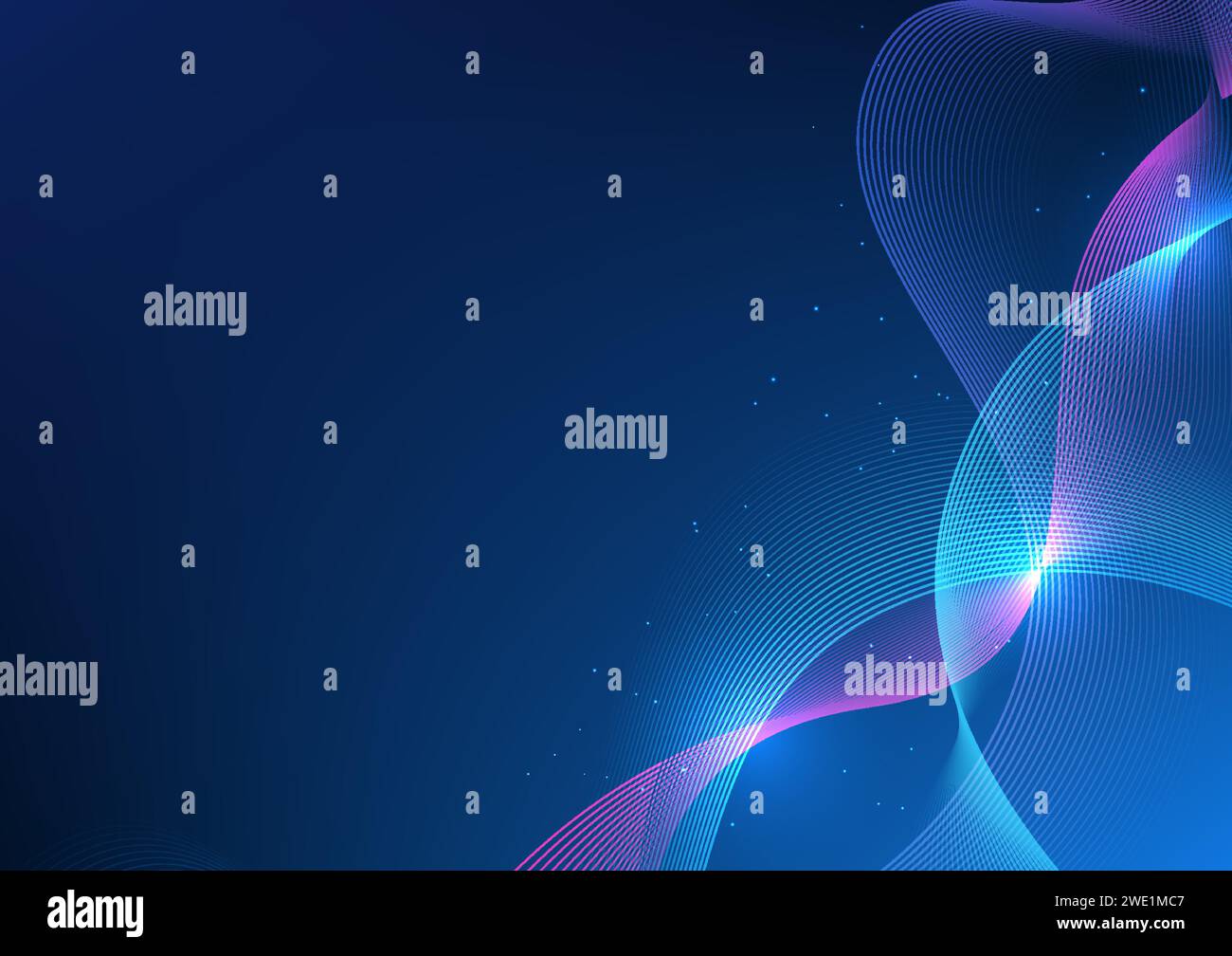 Abstract technology background The combination of particle points into overlapping waves. It ...