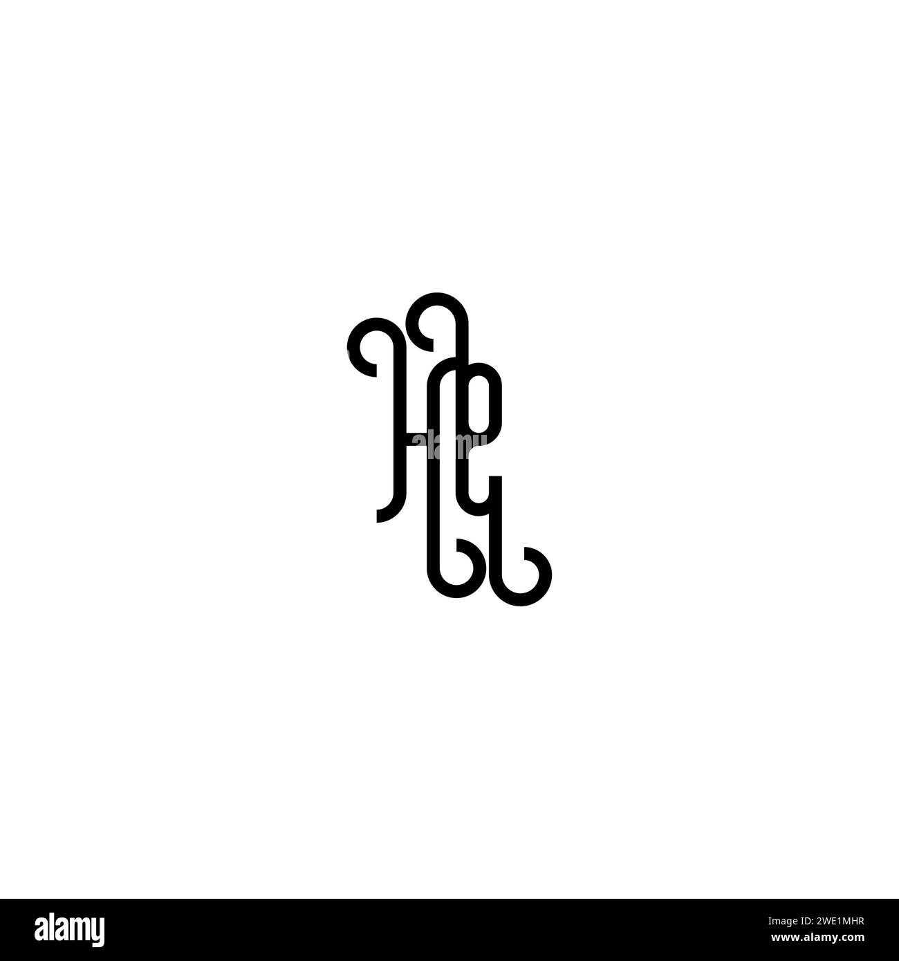 HE simple curved concept initial logo design black and white background ...