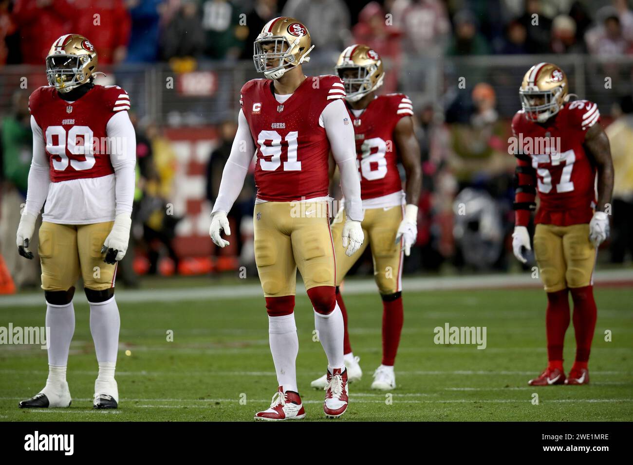 San Francisco 49ers defensive end Arik Armstead (91) and the defense ...