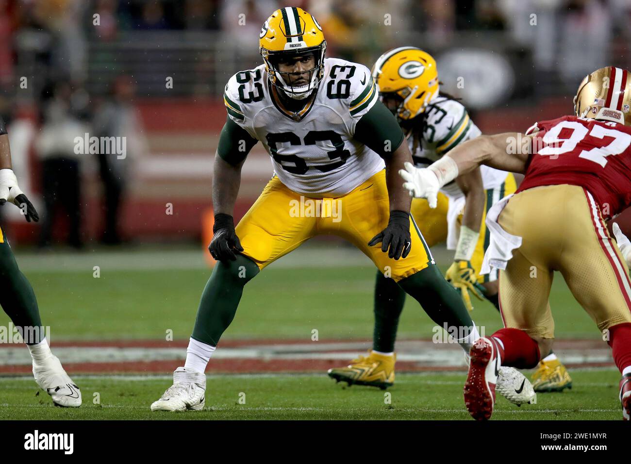 Green Bay Packers offensive tackle Rasheed Walker (63) blocks during an ...