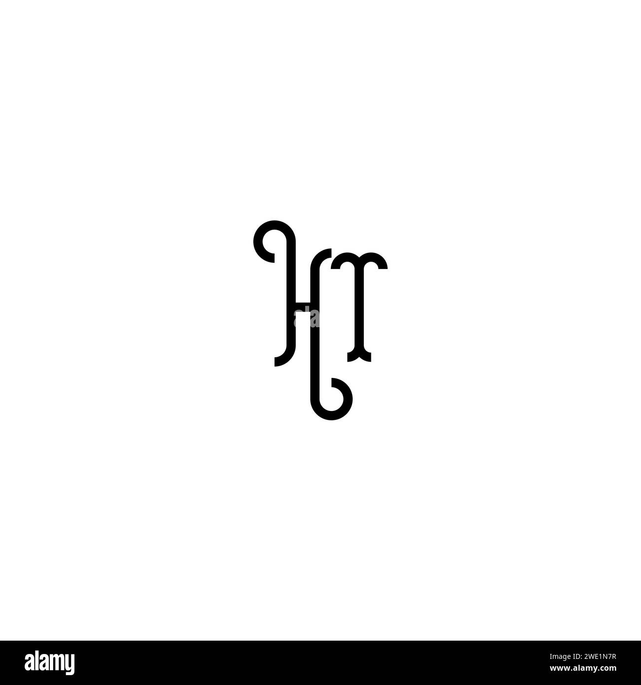 HT simple curved concept initial logo design black and white background ...