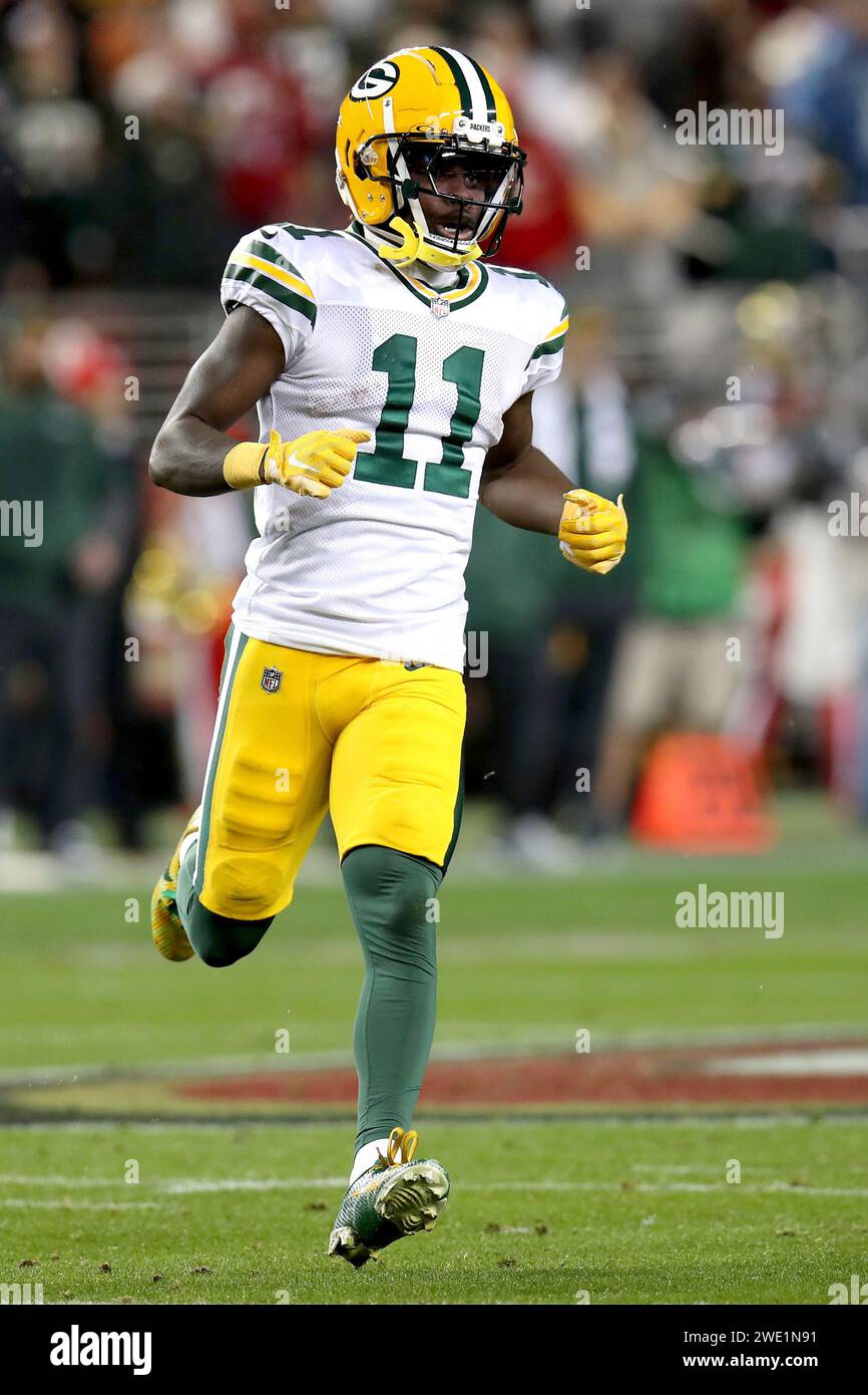 Green Bay Packers wide receiver Jayden Reed (11) runs during an NFL ...