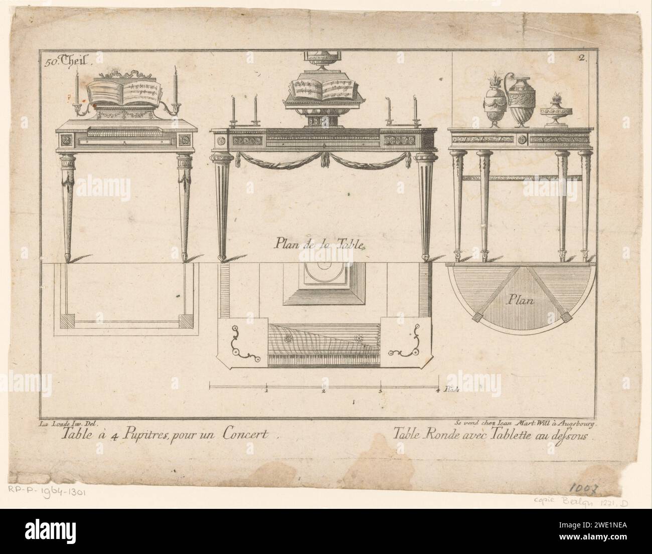 Table with music stands and round table, Anonymous, After Richard de ...