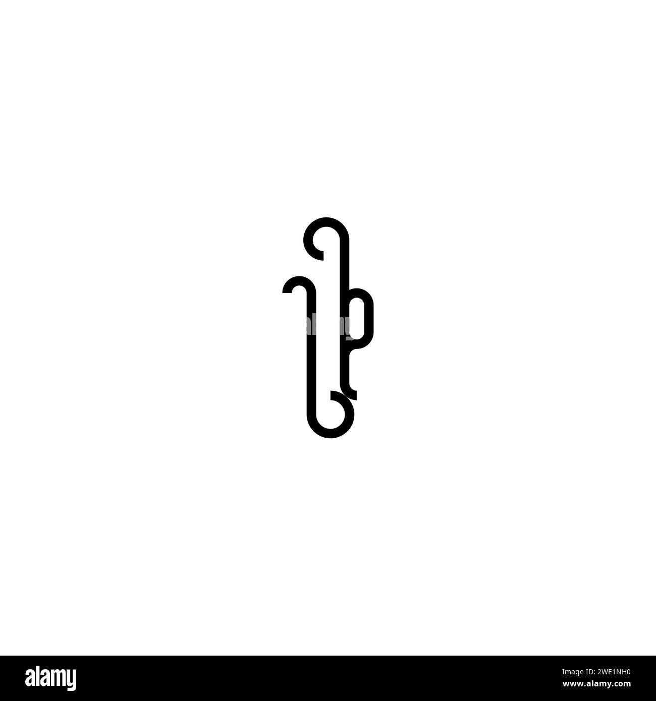 IP simple curved concept initial logo design black and white background ...