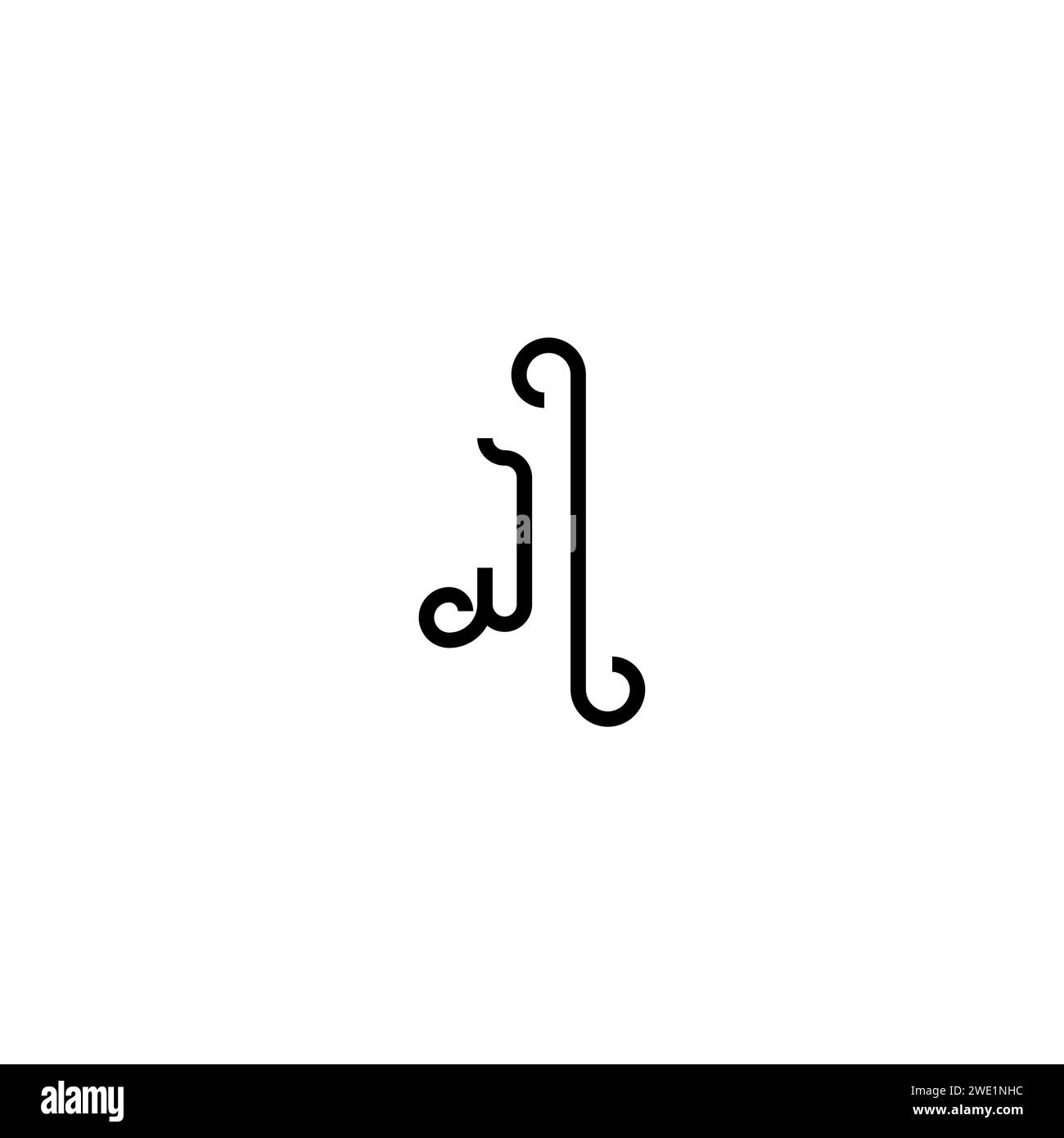 JI simple curved concept initial logo design black and white background ...