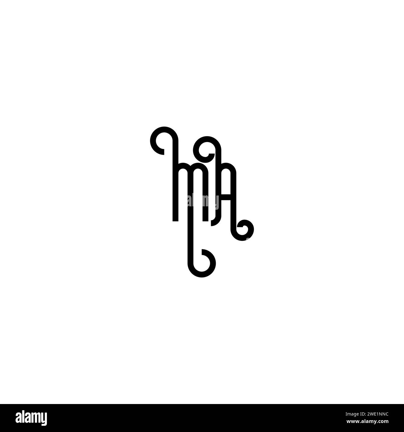 MA simple curved concept initial logo design black and white background ...