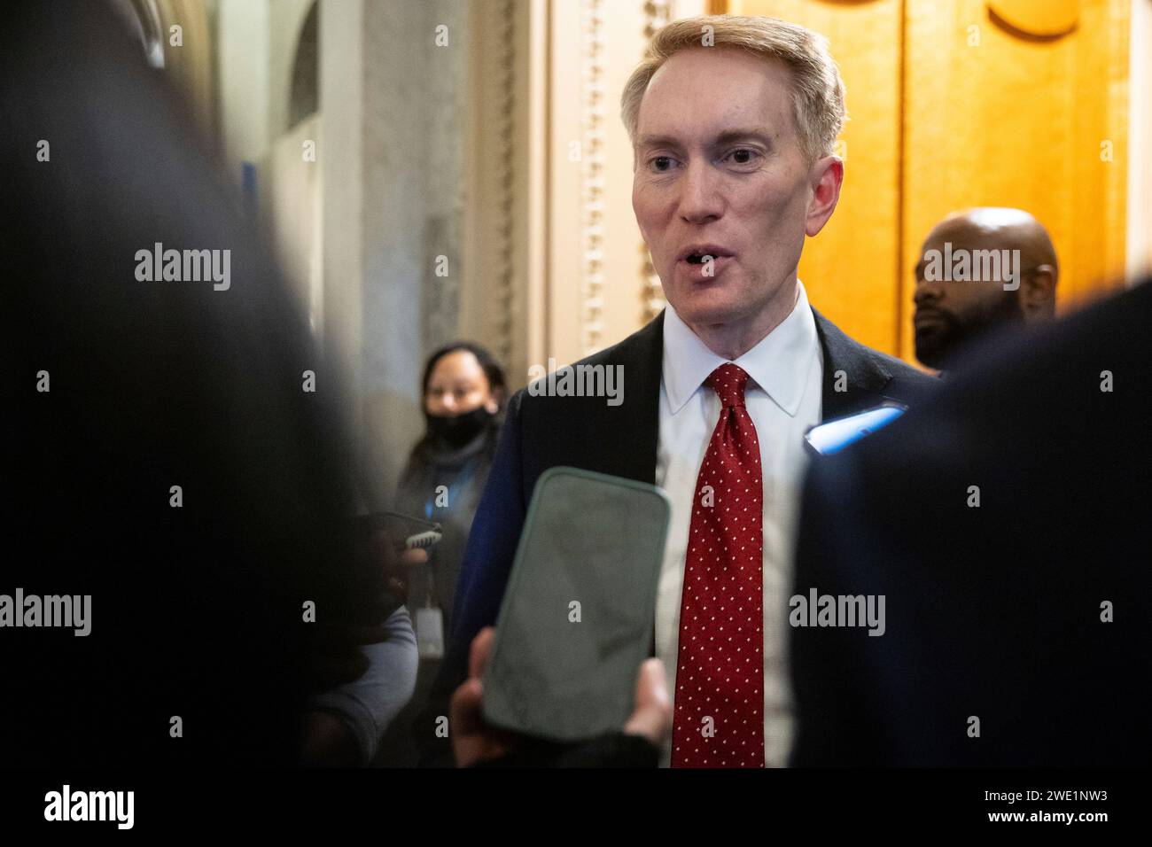 Sen. James Lankford (R-Okla.) speaks with reporters at the U.S. Capitol ...