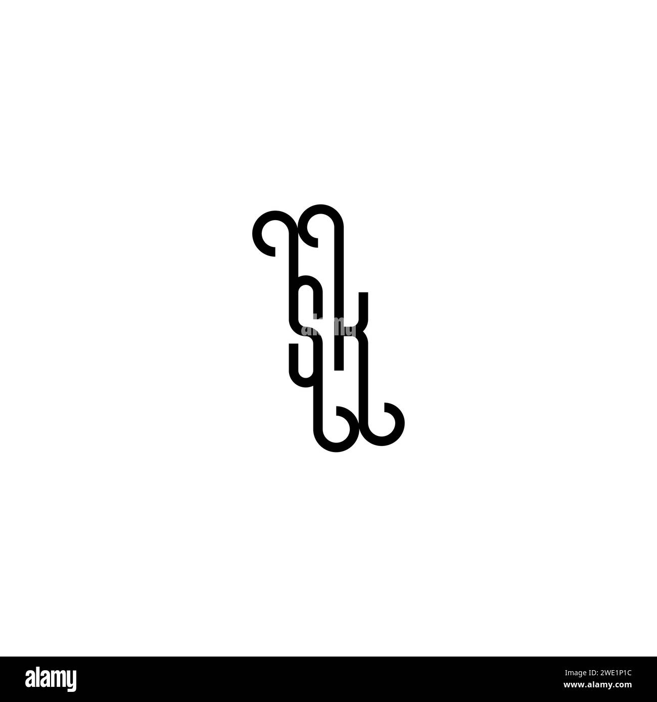SK simple curved concept initial logo design black and white background Stock Vector Image & Art ...