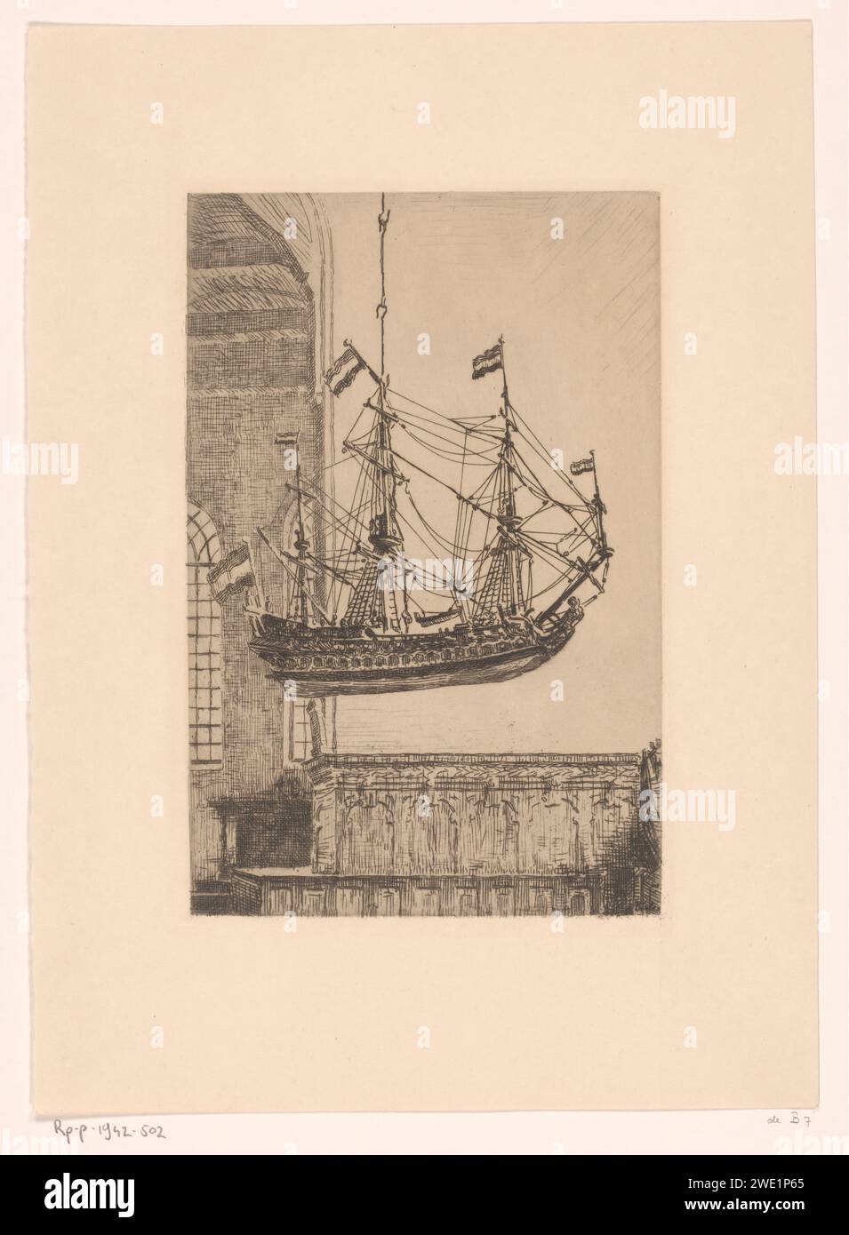 Ship model in the Grote Kerk, in Blokzijl, Willem Bastiaan Tholen, 1870 ...