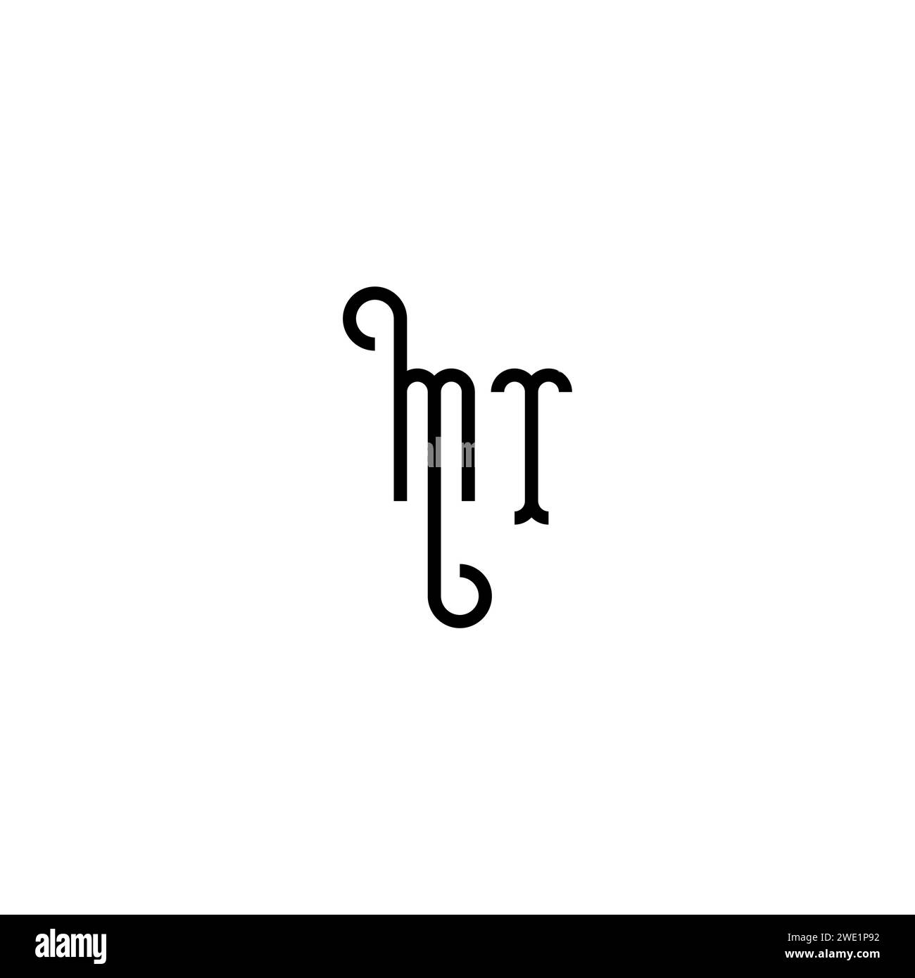 MT simple curved concept initial logo design black and white background ...