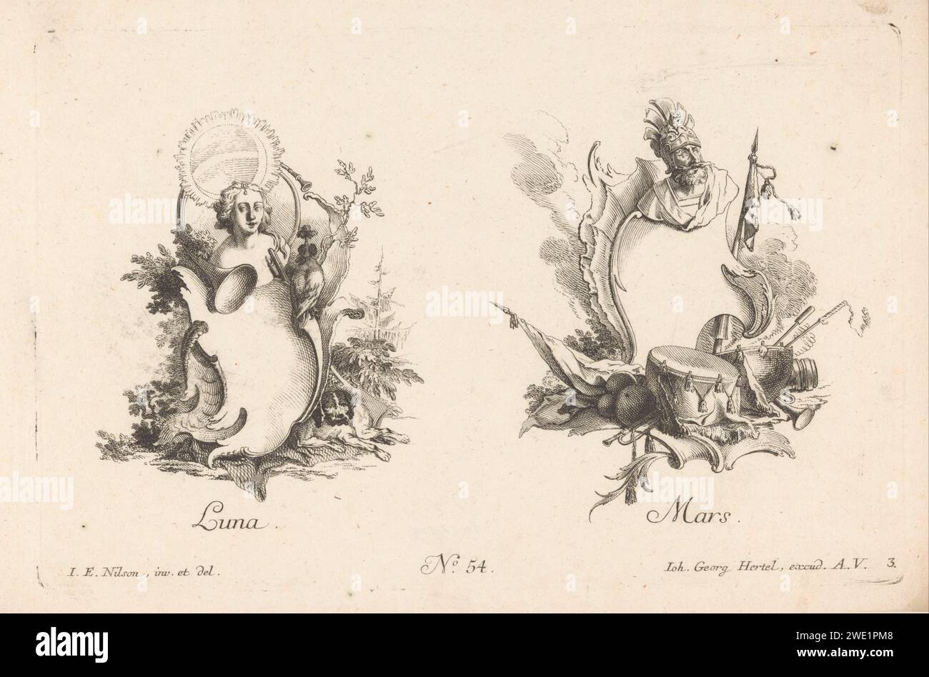 Luna en Mars, Jakob Wangner, After Johann Esaias Nilson, 1731 - 1775 ...
