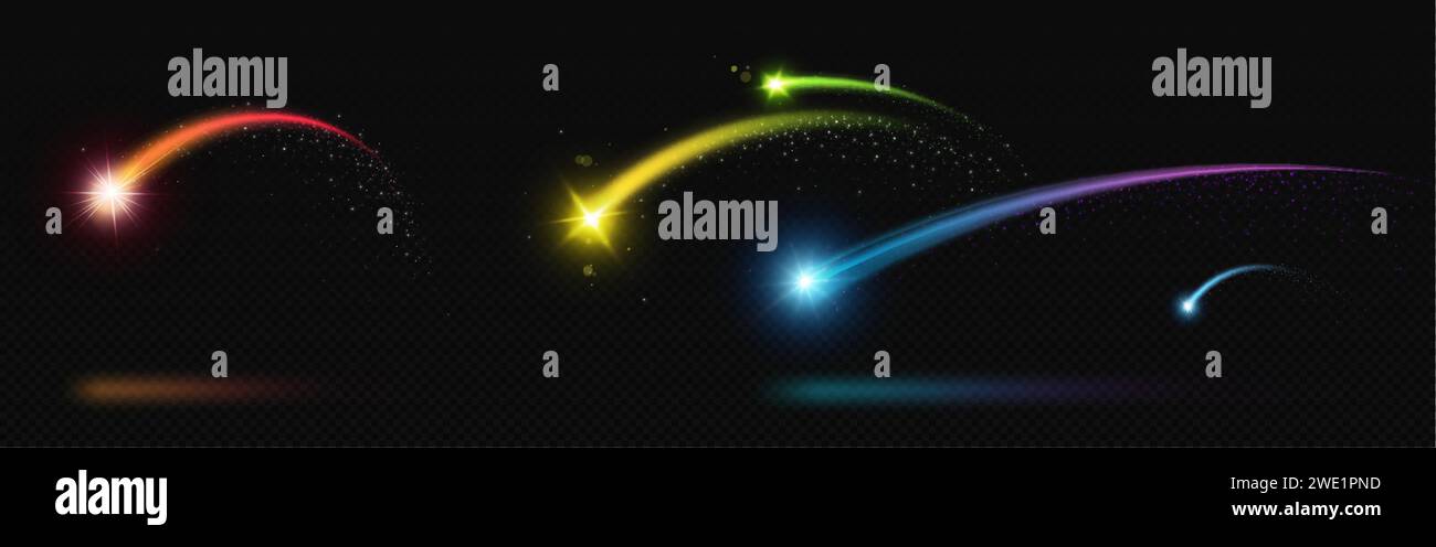 Colorful firework trails on transparent background. Vector realistic ...