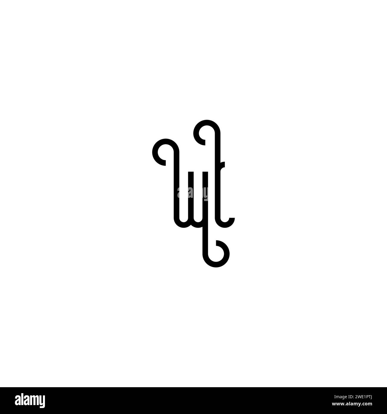 WL simple curved concept initial logo design black and white background ...