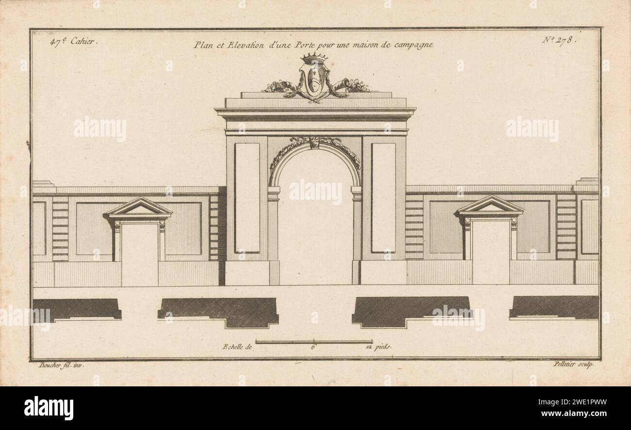 Gate with round arch and coat of arms, Jean Pelletier, After Juste ...