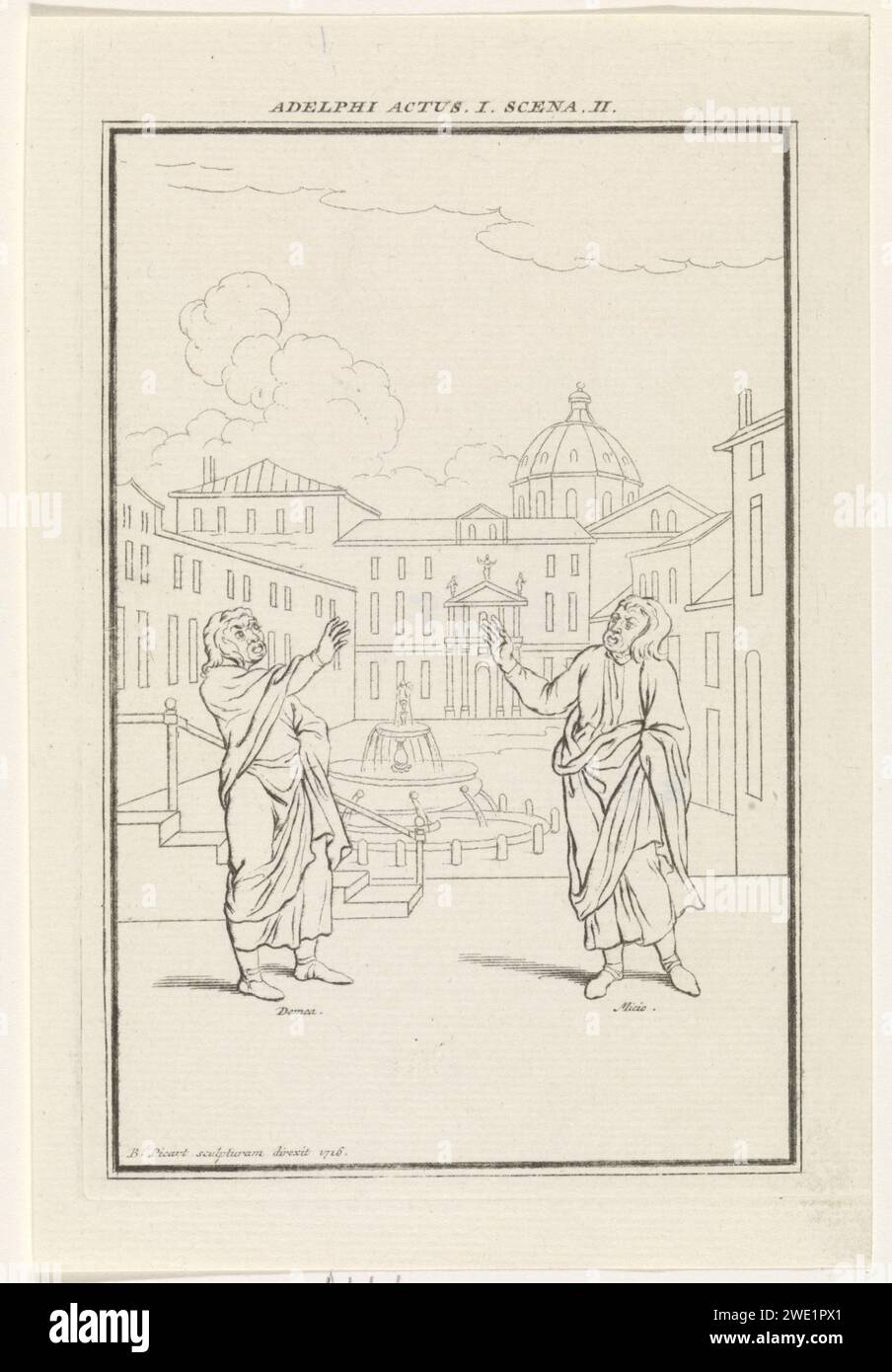Scene shipped from Komedie Adelphoe van Terence, Bernard Picart ...