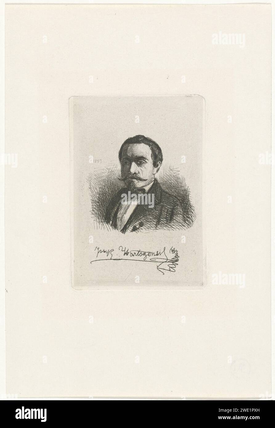 Self -portrait of Joseph Hartogensis, Joseph Hartogensis, 1857 print ...