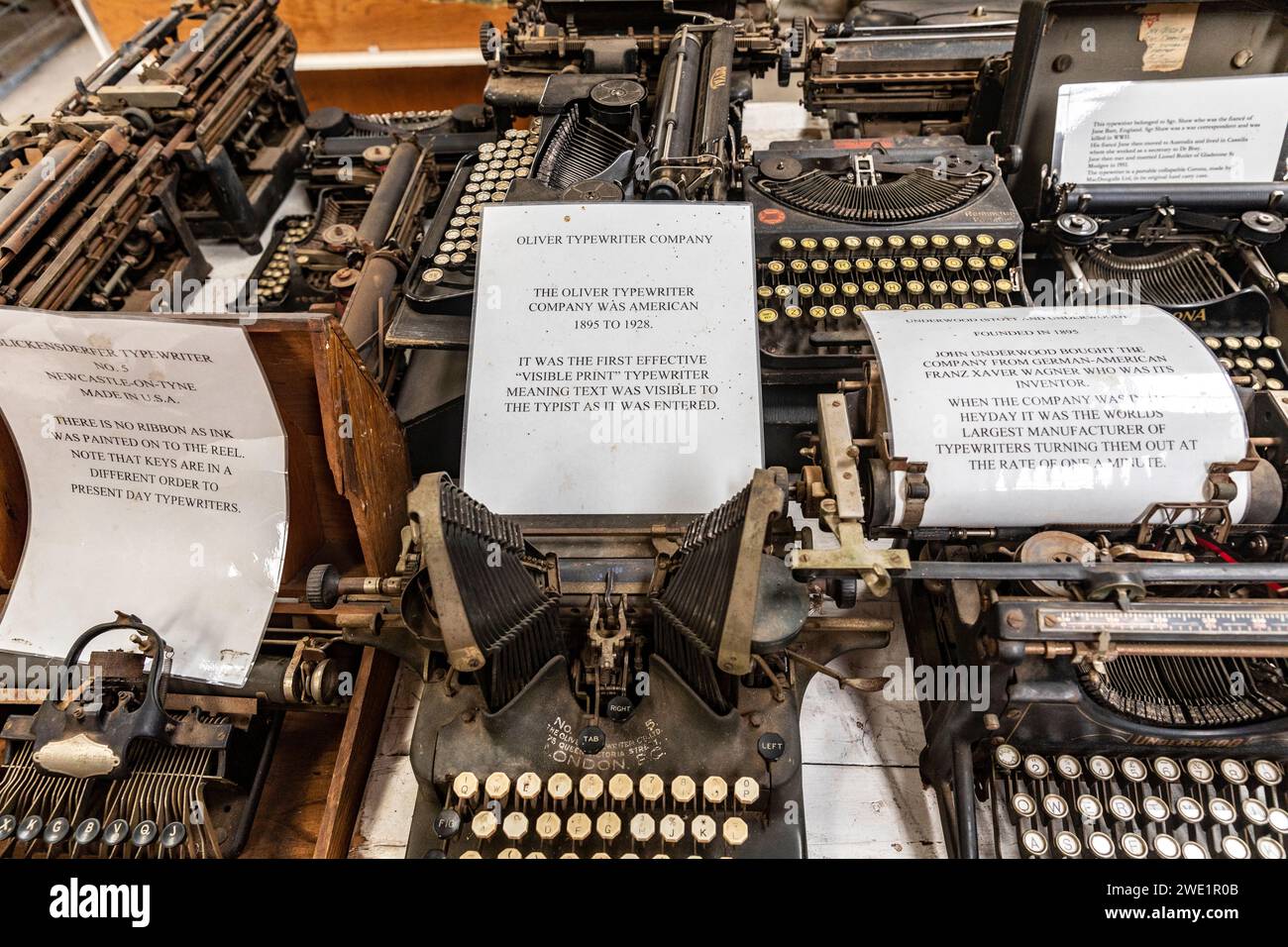 Vintage typewriters Left to right, Blickensderfer No5, Oliver ...