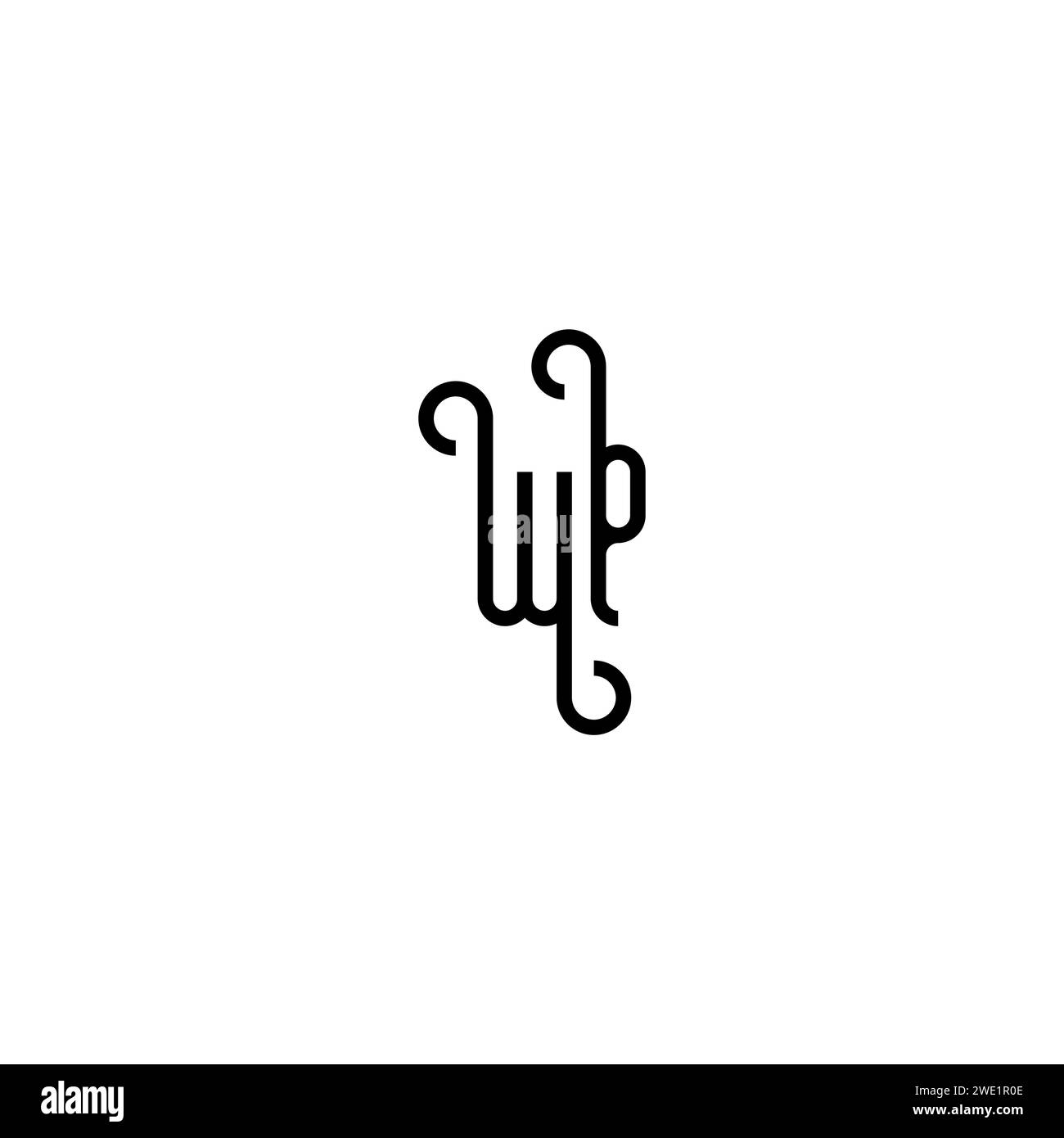 WP simple curved concept initial logo design black and white background ...