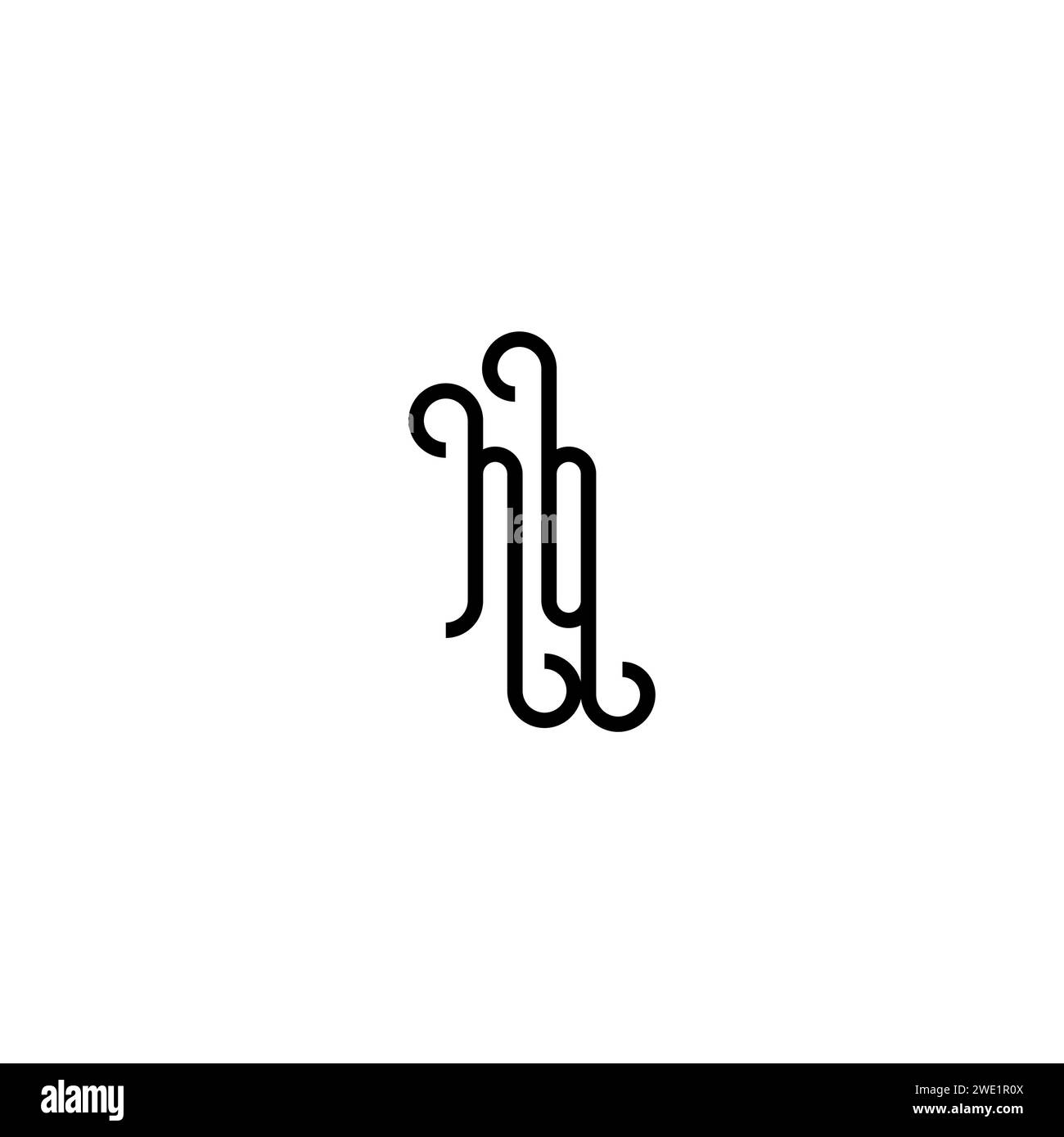 NO simple curved concept initial logo design black and white background ...