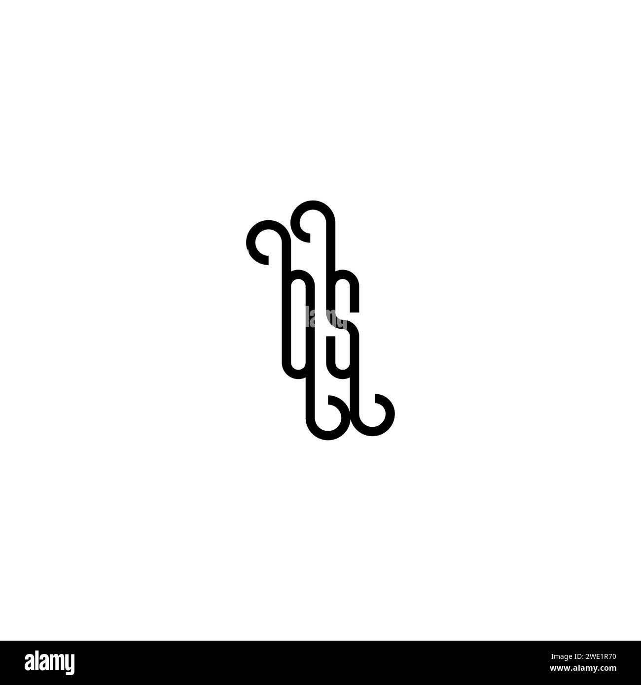 OS simple curved concept initial logo design black and white background ...