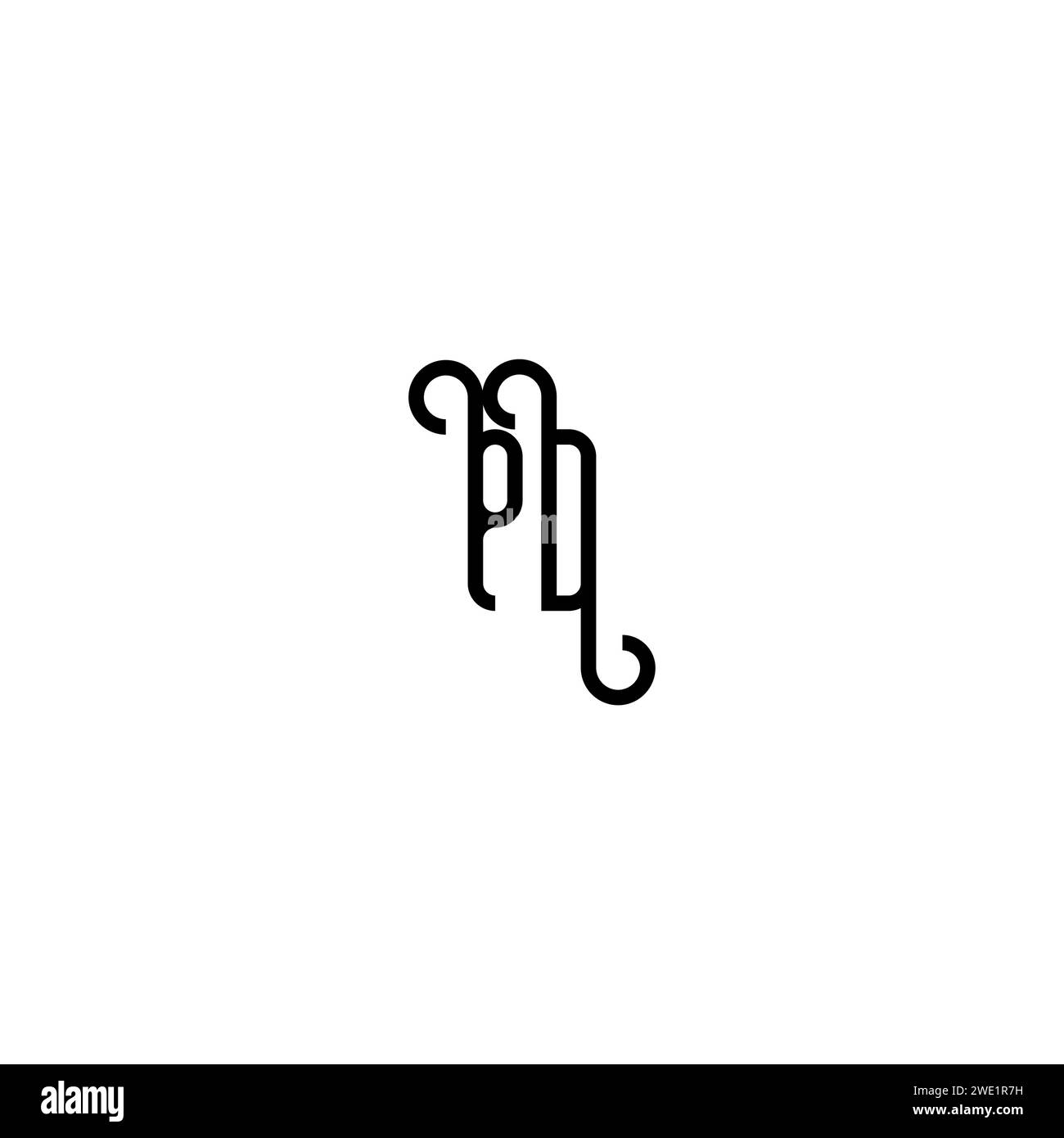 PD simple curved concept initial logo design black and white background ...