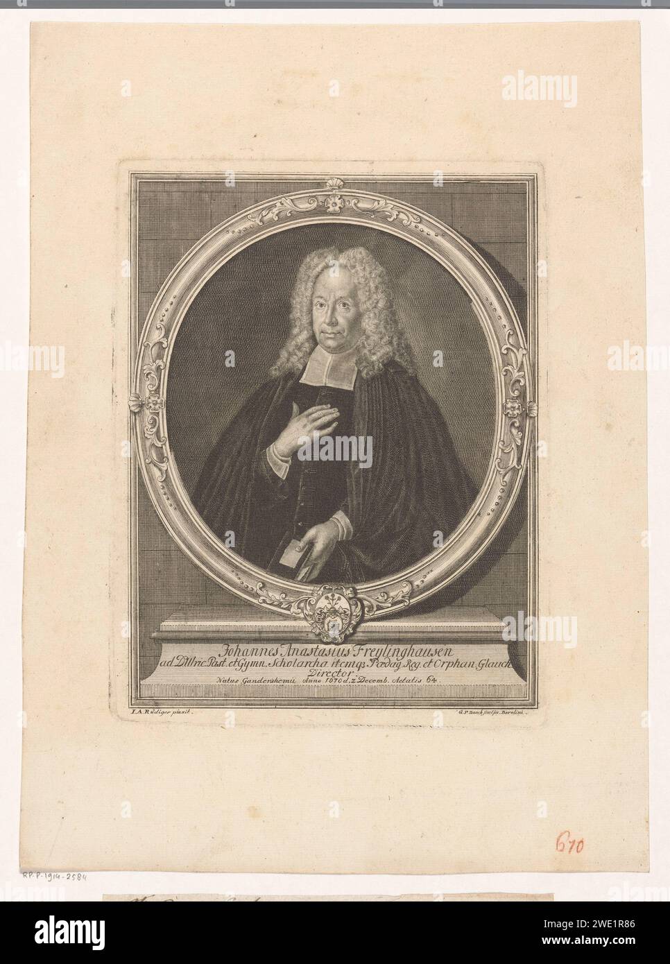 PortraT van Johann Anastasius Freylinghausen, Georg Paul Busch, after ...
