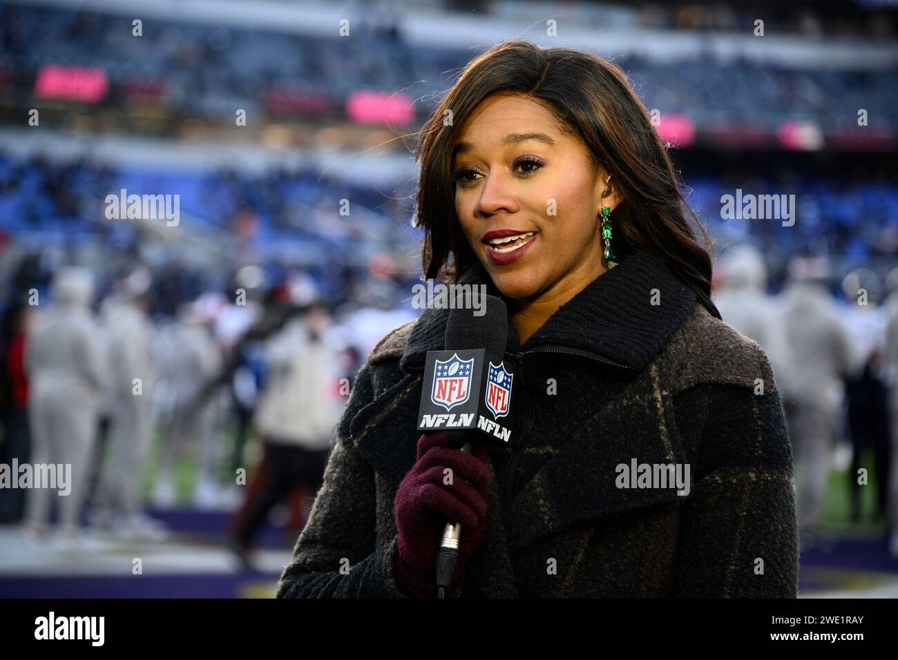 NFL Network reporter Sherree Burruss before an NFL football AFC ...