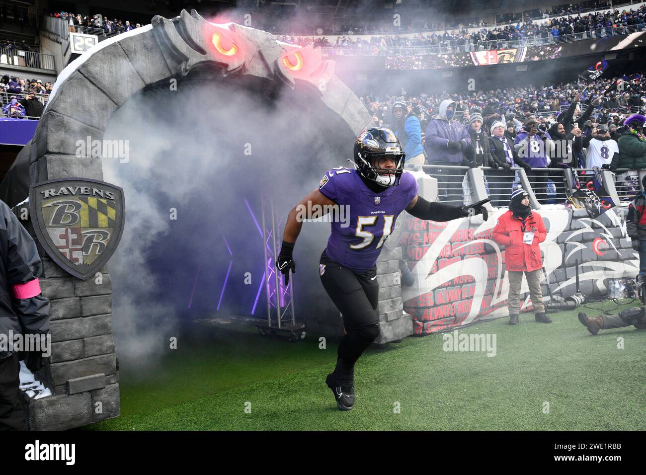 Baltimore Ravens linebacker Josh Ross (51) takes to the field before an ... Baltimore Ravens linebacker Josh Ross (51) takes to the field before an ...