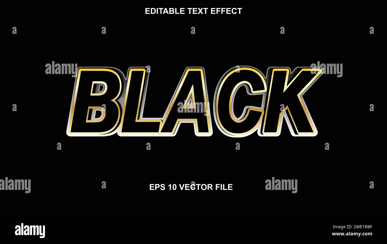 Brand black 3d style editable text effect. Vector illustration Stock ...