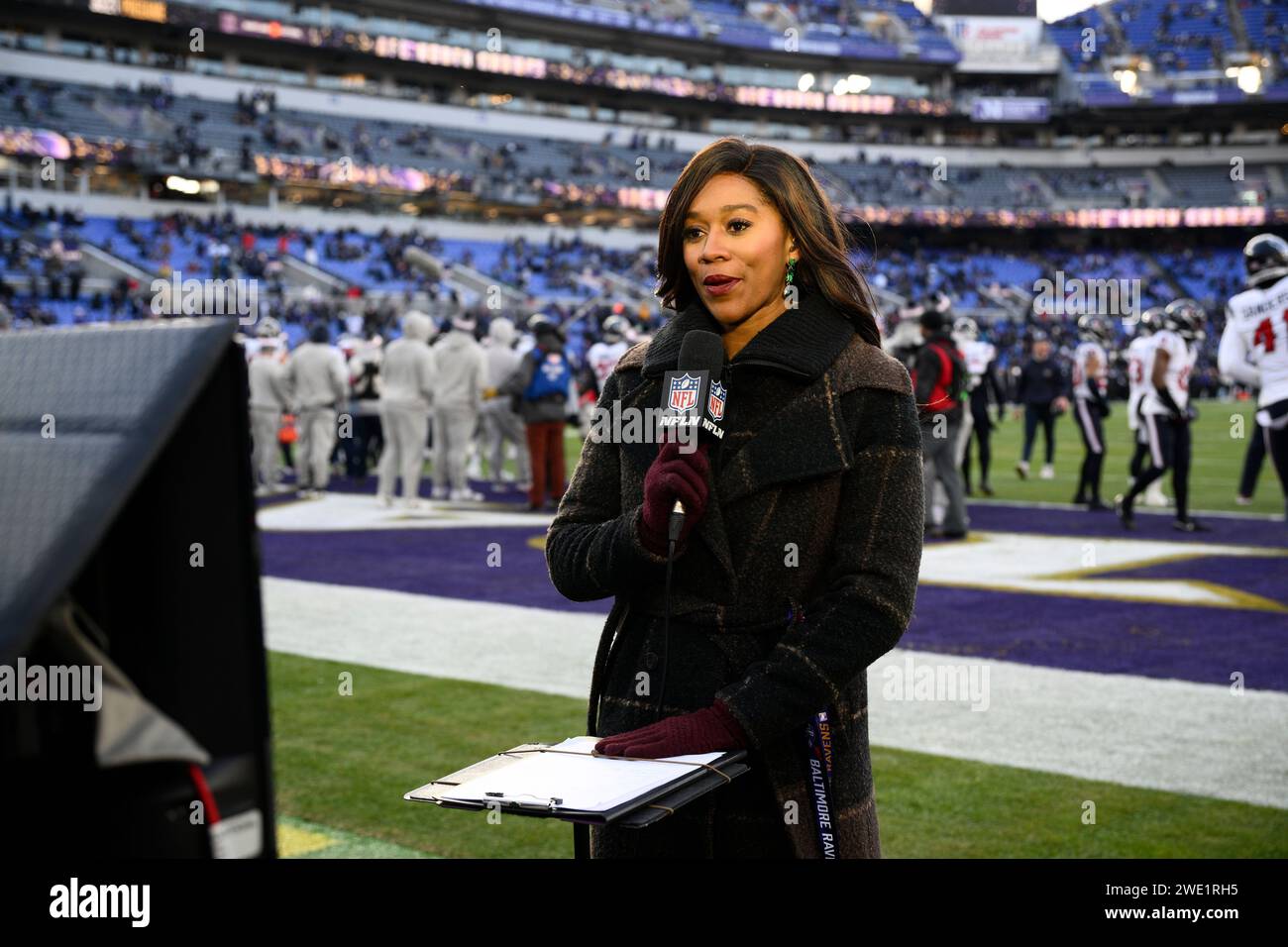 NFL Network reporter Sherree Burruss before an NFL football AFC ...