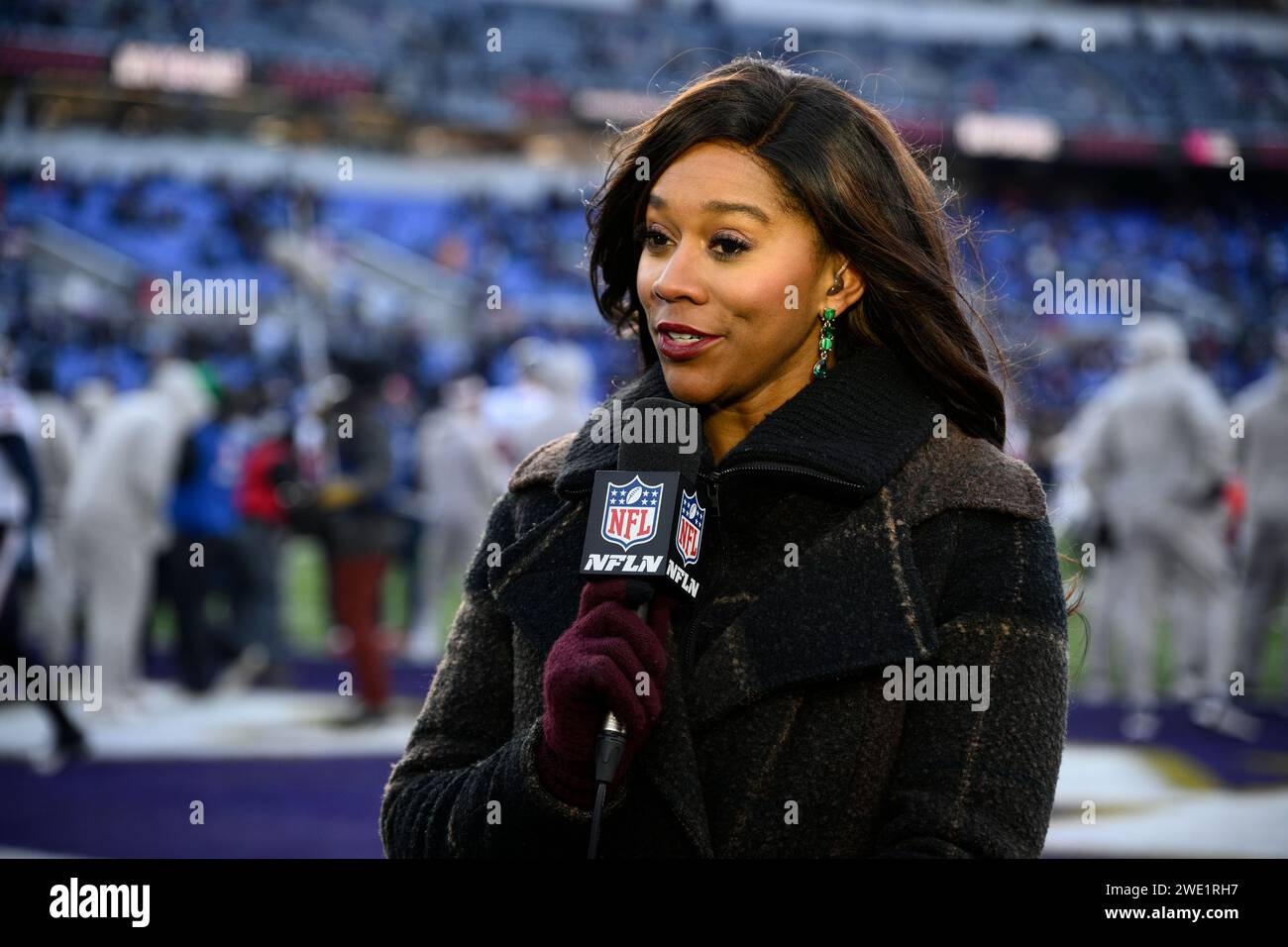 NFL Network reporter Sherree Burruss before an NFL football AFC ...