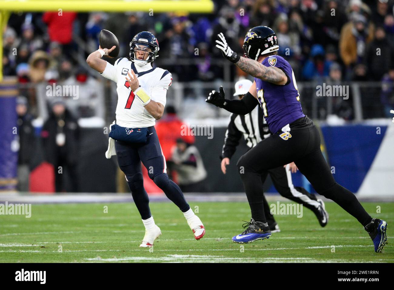 Houston Texans quarterback C.J. Stroud (7) in action during the first half of an NFL football ...