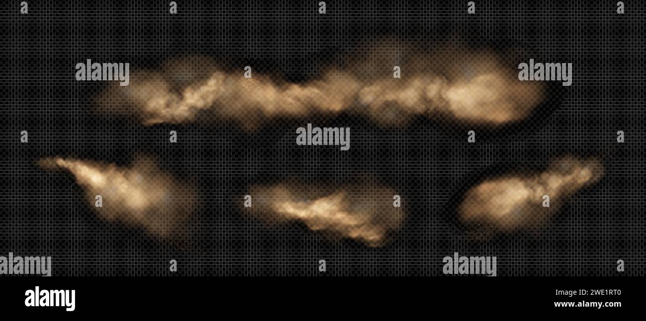 Dust clouds set isolated on transparent background. Vector realistic ...
