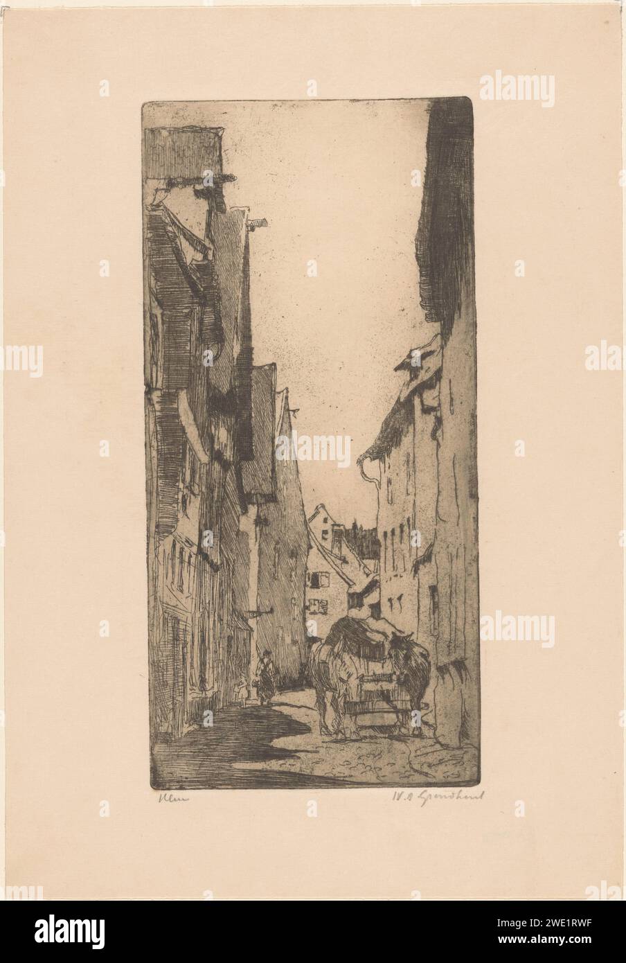 Ulm, Willem Adrianus Grondhout, 1888 - 1934 print A street in Ulm ...